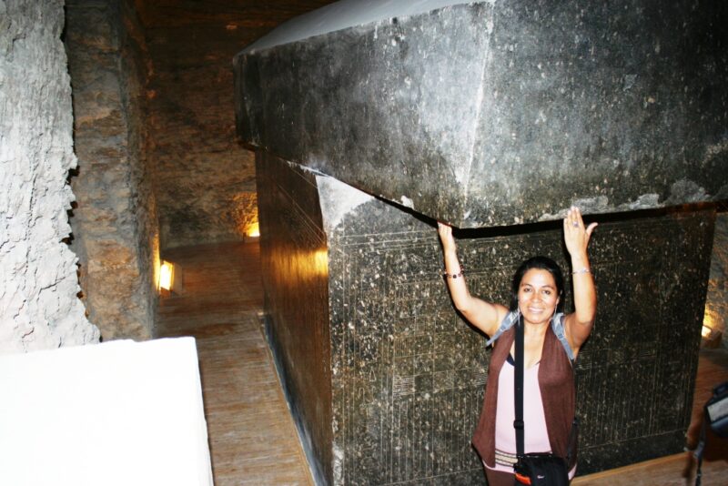 Irene Mendoza and one of the Serapeum boxes - Hidden Inca Tours