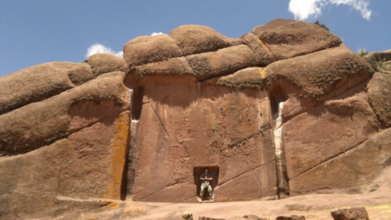 Quadcopter Drone Flying Over The Ancient "Devil's Doorway In Peru ...